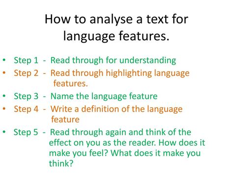Ppt How To Analyse A Text For Language Features Powerpoint