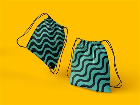 졸라매는 끈 가방 목업 디자인 프리미엄 Psd 파일