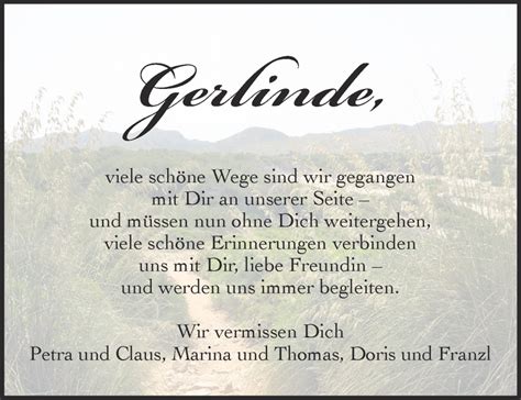 Traueranzeigen Von Gerlinde Trauer Gnz De