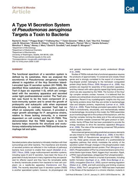 PDF AT Ype VI Secretion System Of Pseudomonas Aeruginosa Targets A Toxin To Bacteria DOKUMEN