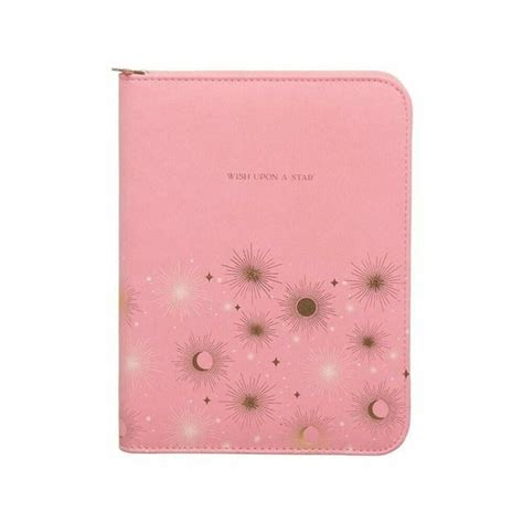 Whsmith Celeste A5 Zipped Notebook Pink Faux Leather Gold Wish Upon A