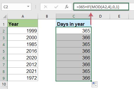 How To Calculate Number Of Days In A Month Or A Year In Excel
