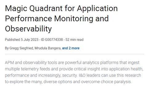 2023 Gartner® Magic Quadrant™ 應用程式效能監控和可觀測性