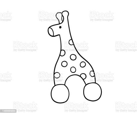 나무 기린 장난감입니다 색칠하기 위해 흰색으로 분리된 윤곽선 손으로 그린 그림 0명에 대한 스톡 벡터 아트 및 기타 이미지 0명 공휴일 귀여운 Istock