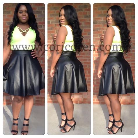Faux Leather Skater Skirt Plus Size Fashion Leather Skater Skirts
