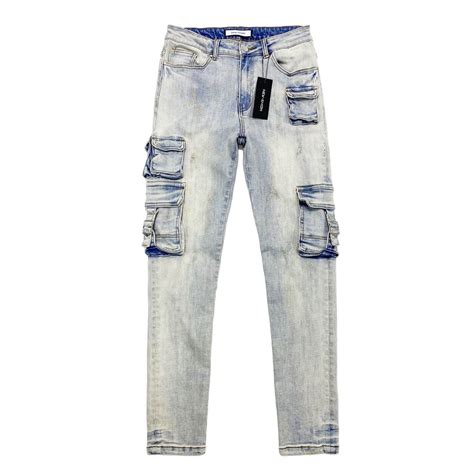 Ripped And Repaired Tactical Side Pocket Jeans China Jeans