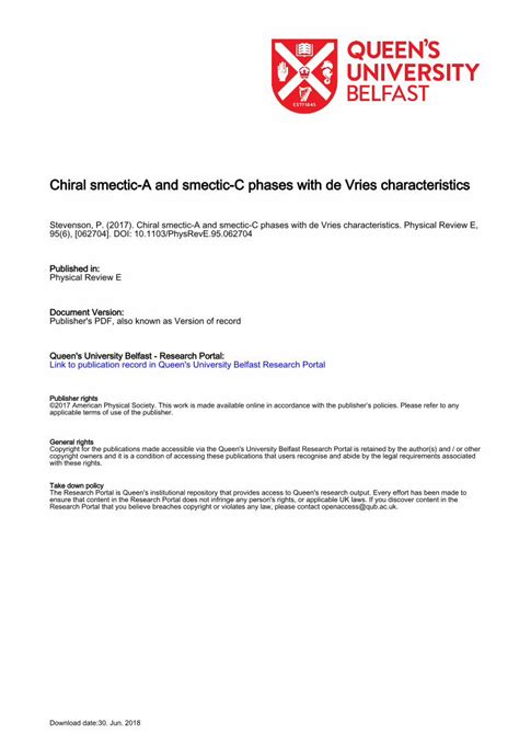 Pdf Chiral Smectic A And Smectic C Phases With De Vries Smectic A