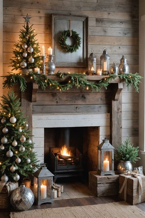 Farmhouse Christmas Living Room Decor Ideas Christmas Mantel Decorations Christmas