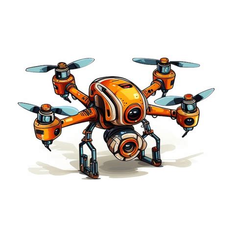 Premium Photo Cartoon Illustration Of A Small Orange And Black Drone