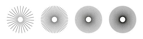 태양 별이 터지고 광선이 보입니다 원형 선 빔 방사형 방사선 선을 동그라미로 그립니다 방사형 줄무늬 그리드가 있는 스포크 추상적인 기하학적 패턴입니다 개체 그룹에 대한 스톡