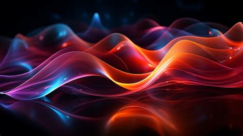 Premium Ai Image Multi Colored Sine Waves Pulsating On Dark Background