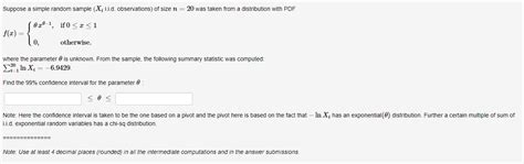 solved suppose a simple random sample xixi i i d