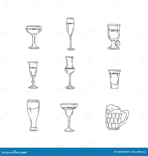 Glasses With Names Line Icons Set Vector Stock Vector Illustration