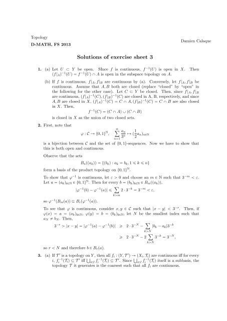 Solutions Of Exercise Sheet 3