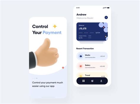 Payments Control Mobile App Design Credit Card App App Design