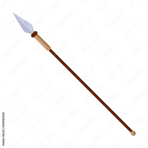 Ancient Lance Of Warrior Vector Illustration Cartoon Drawing Of Old Weapon On White Background
