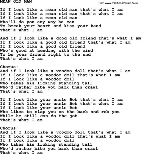 Kris Kristofferson Song Mean Old Mantxt Lyrics And Chords