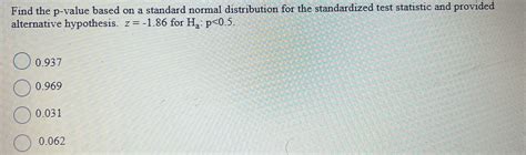 Solved Find The P Value Based On A Standard Normal Chegg