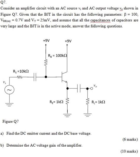 Solved Consider An Amplifier Circuit With An AC Source V Chegg