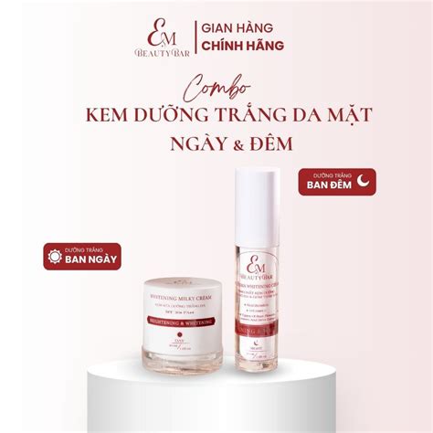 Combo Bộ Kem Dưỡng Trắng Da Mặt Ngày Đêm Kem Face Trắng Da Ngừa Mụn