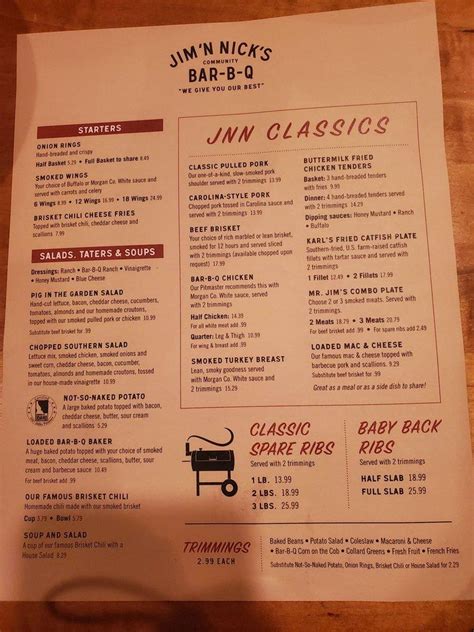 Menu At Jim N Nicks Bbq Concord Gateway Ln Nw