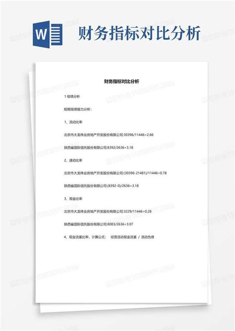 财务指标对比分析Word模板下载 编号qpzakarn 熊猫办公