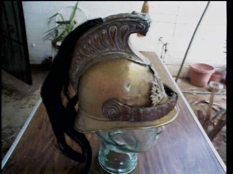 Antique French Firemans Brass Helmet 1800s Medusa 79340066