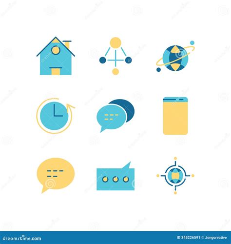 Flat Design Icon Set Of Communication Technology Internet Network Connection Stock Illustration