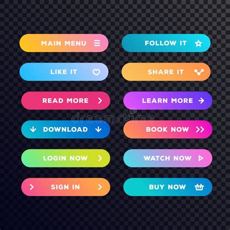 vector button set modern trendy gradient style stock vector