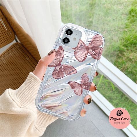 Jual Kantung Udara Kupu Kupu Kilat Laser Transparan Casing Ponsel TPU Riak Air Sederhana Cocok