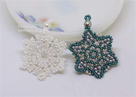 pendant tutorial snowflake beading pattern christmas pdf etsy