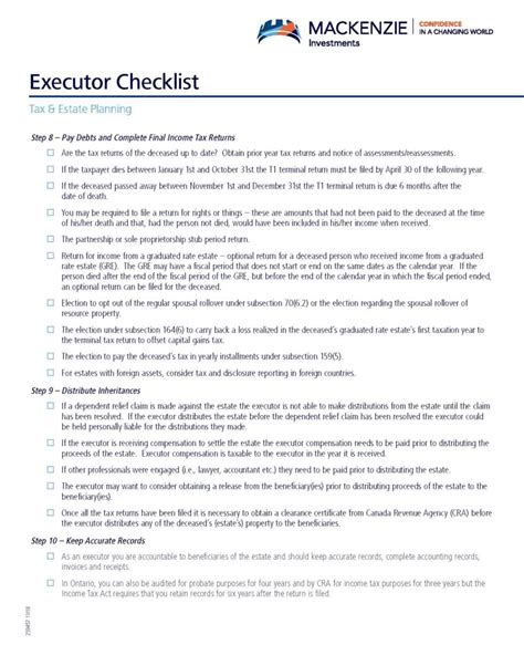 The Executor Checklist Statera Financial Planners