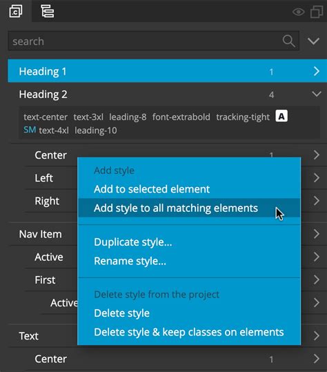 Styles Pinegrow Web Editor