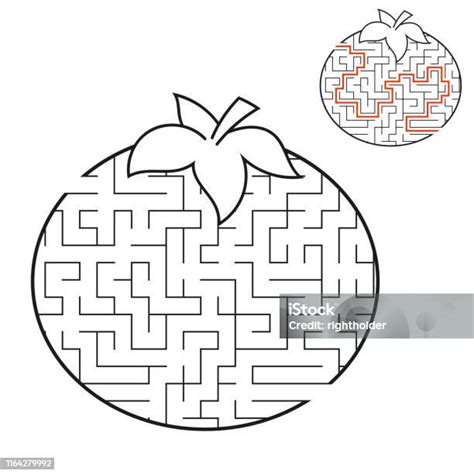 迷宮番茄遊戲的孩子兒童拼圖卡通風格迷宮難題黑白向量圖有答案邏輯思維和空間思維的發展向量圖形及更多休閒活動 主題圖片 休閒活動 主題