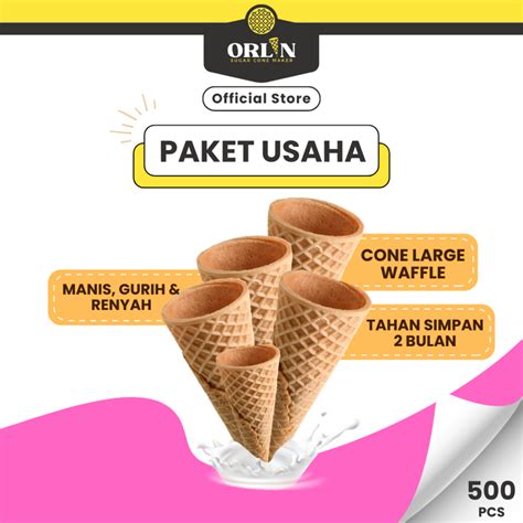 Jual ORLIN Paket Usaha Large Waffle Cone Ice Cream 500pcs Shopee