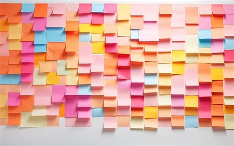 Muchas Notas Adhesivas De Colores O Notas Adhesivas En Una Pizarra