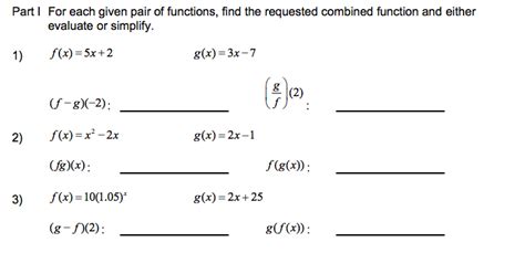solved part for each given pair of functions find the