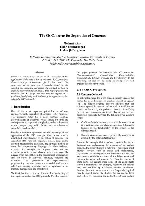 PDF The Six Concerns For Separation Of Concerns