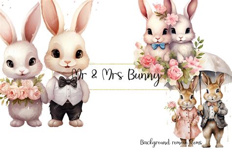 Premium Psd Mrs And Mrs Bunny Clipart