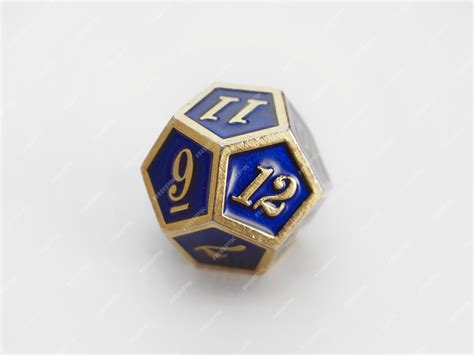 Premium Photo A Rpg Dnd Blue And Gold 12 Sided Dodecahedron Dice