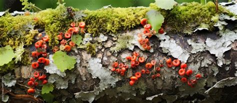Infested Apple Tree Bark With Lichens Depicts Fruit Tree Disease In A Summer Gardening Concept