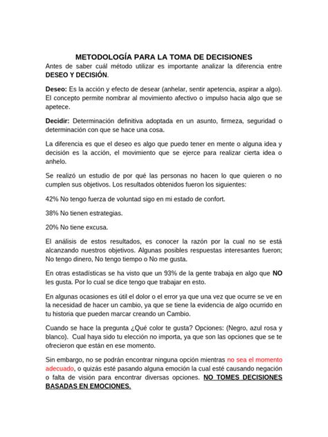 Metodología Para La Toma De Decisiones Pdf Toma De Decisiones
