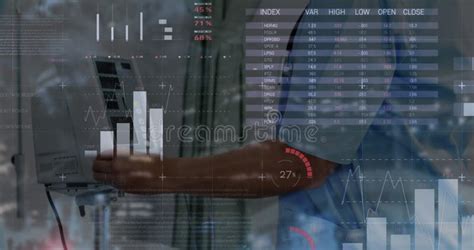Image Of Data Processing Over Mid Section Of Health Worker Checking