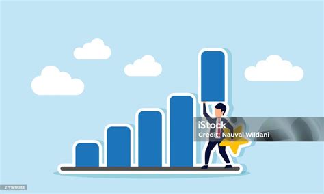 별을 들고 막대 차트를 들어 올리는 사업가 비즈니스 회사 성과의 질을 향상시키기 위한 노력의 그림 개발에 대한 스톡 벡터 아트 및 기타 이미지 Istock