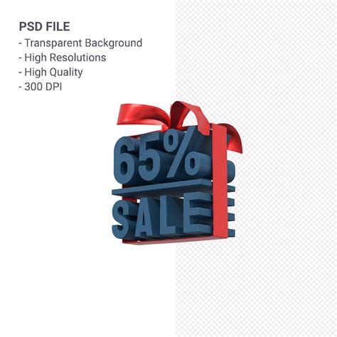 활과 리본 3d 디자인 절연 65 판매 프리미엄 Psd 파일