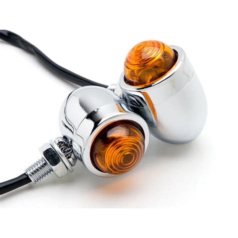 Krator Motorcycle 2 Pcs Chrome Amber Turn Signals Lights Compatible