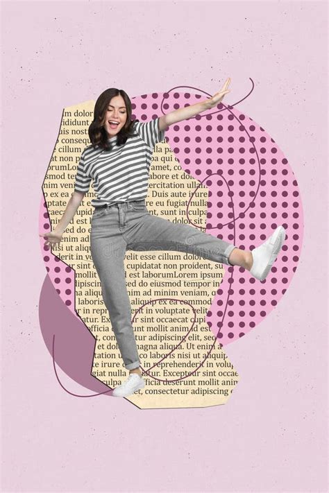 Zine Image Vertical Photo Collage Of Happy Girl Dance Weekend