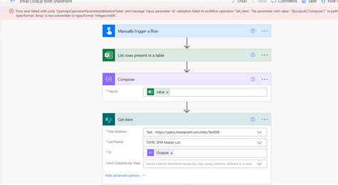 update excel rows with data from sp list and send power platform