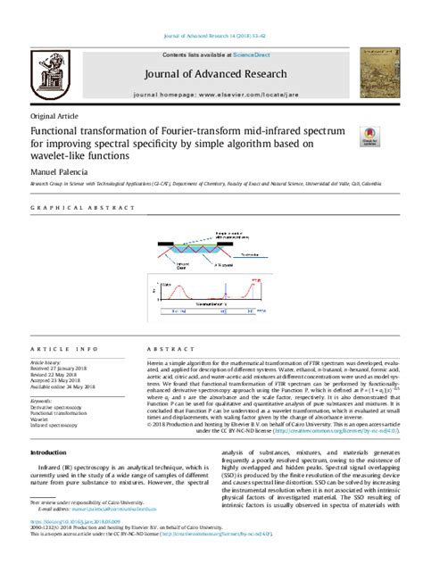 Pdf Functional Transformation Of Fourier Transform Mid Infrared Spectrum For Improving