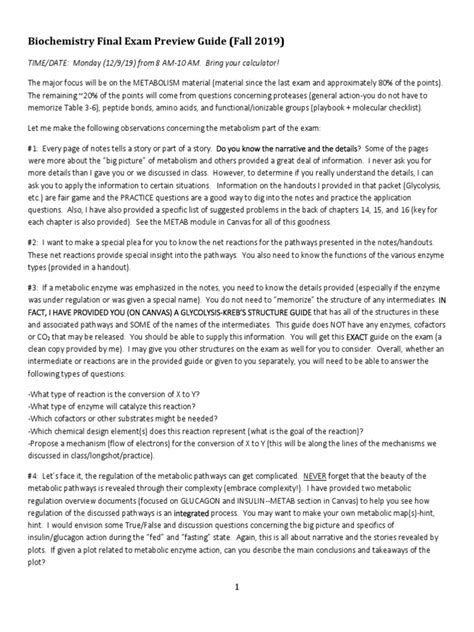 Biochemistry Final Exam Preview Guide 2019 Pdf Metabolic Pathway